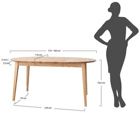 KATMANDU Stůl Orbetello rozkládací, tabákový, masiv dub, 110 - 160  cm