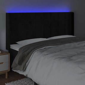 Čelo postele s LED černé 163 x 16 x 118/128 cm samet 3124104