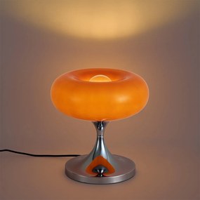 Retro stolní lampa chromová s oranžovým skleněným stínidlem 31 cm - Glaze