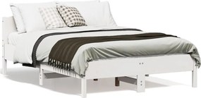 vidaXL Rám postele s čelem voskově 135 x 190 cm masivní borovice [842607] Barva: Bílá