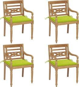 vidaXL Židle Batavia 4 ks s poduškami masivní teakové dřevo [3073305] Barva: Jasně zelená