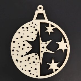 AMADEA Dřevěná ozdoba koule s hvězdami 8 cm