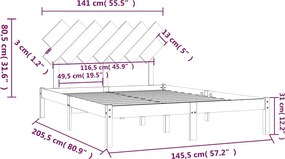 Rám postele bílý 140 x 200 cm masivní dřevo 3104869