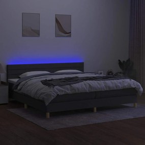 Box spring postel s matrací a LED tmavě šedá 200x200 cm textil 3133822