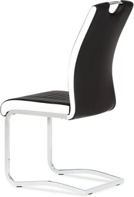 Jídelní židle DCL-406 BK, koženka černá s bílými boky, chrom
