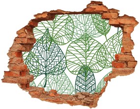 Wallmuralia Nálepka 3D díra Zelené listí vzor 90x70 cm