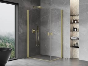 Mexen Mist-B Duo, 2-křídlý ​​výklopný sprchový kout 100 x 80 cm, čiré sklo, zlatý matný profil, 8A2-100-080-55-00