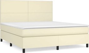 Box spring postel s matrací krémová 160x200 cm umělá kůže 3142733