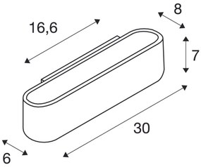SLV 151410 Ossa 300, nástěnné svítidlo se svícením nahoru/dolů, 1xR7s max 120W, šířka 30cm