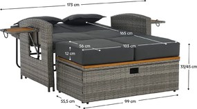Kondela Zahradní ratanová pohovka, šedá/přírodní, MALORY