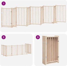 Zábrana pro psy s dvířky skládací 9 panelů 450 cm topol 3155700