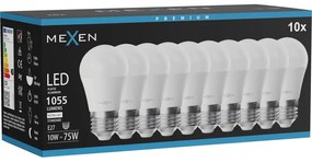 Mexen Nova 10x LED žárovka E27, G45, 10W, Neutrální - 4000K, 1055 lm - L101-E27-1040-01x10