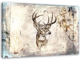 Obraz na plátně Deer Animal Vintage Beige - 120x80 cm