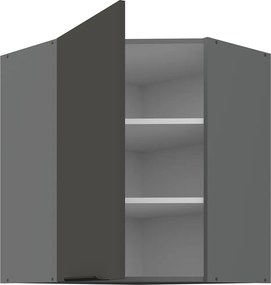 ARIA pi | horní kuchyňská skříňka 60x60 GN-72 1F (45°) rohová s policemi | 60x60 cm | antracit/šedá grafit
