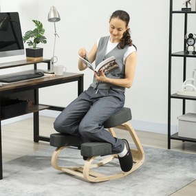 Vinsetto Kolenní židle, ergonomická posezení, polstrovaný stolek pro zdravé sezení, březové dřevo, nosnost 120 kg, tmavě šedá
