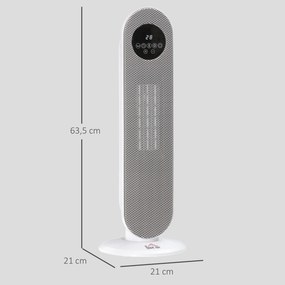 HOMCOM Topný ventilátor 2000W, PTC keramické elektrické topení s dálkovým ovládáním, oscilace, 12h časovač
