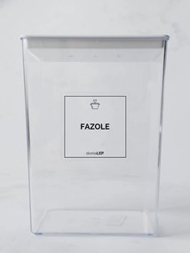 FAZOLE – průhledná samolepka na dózu, tučné písmo, 5 × 5 cm | DomaLEP