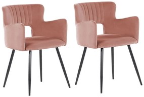Sada 2 sametových jídelních židlí růžové SANILAC Beliani