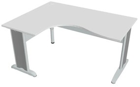 Stůl ergo vlna pravý 160×120/80 cm - Hobis Cross CE 2005 P Dekor stolové desky: bílá, Dekor lamino podnože: šedá, Barva nohou: Stříbrná