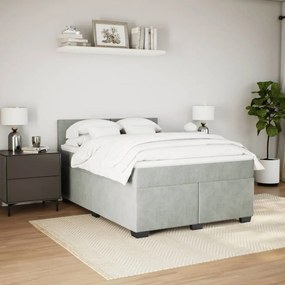 Box spring postel s matrací světle šedá 140x200 cm samet 3286324