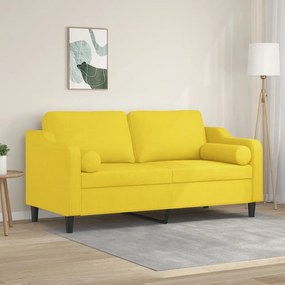 2místná pohovka s polštáři světle žlutá 140 cm textil 3200850
