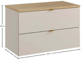 Závěsná skříňka pod umyvadlo Dalia Cashmere Nordic s deskou 80 cm kašmírová/dub cremona