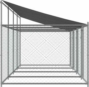 Klec pro psy se střechou a dvířky šedá 8x2x2 m pozinkovaná ocel 3209565