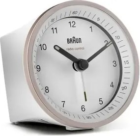 Braun BC07 růžová  bílá / Klasický budík / Analogový / DCF ( Rádiem ří