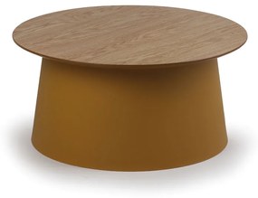 Plastový kávový stolek SETA s dřevěnou deskou, průměr 690 mm, zelený