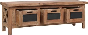 TV stolek se 3 zásuvkami 120 x 30 x 40 cm masivní mahagon 283913