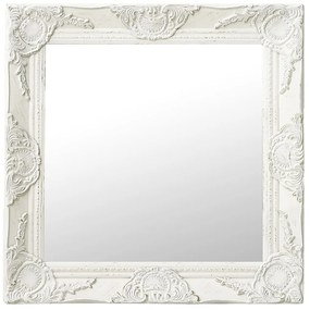 Nástěnné zrcadlo barokní styl 50 x 50 cm bílé - Default Title