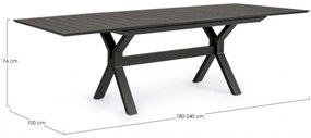 BIZZOTTO Rozkládací zahradní stůl KENYON 180x100 cm černý 0663236