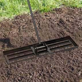 Costway Hrablo na vyrovnávání trávníku s ergonomickou rukojetí Kovové hrábě