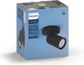 Philips Pongee černá / Bodové svítidlo / 1x GU10 / 10W / bez zdroje /
