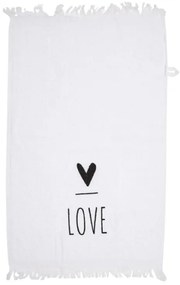 Bílý froté ručník se srdíčkem a nápisem Love – 40x66 cm