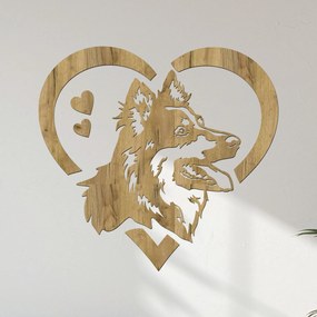 dřevo života Dřevěný obraz Chodský pes v srdci Zvolte rozměr (cm): 40x37, Zvolte barvu dekoru: Dub zlatý