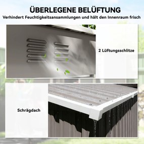 Outsunny Kovový domek na nářadí 1,37 m², uzamykatelný kůlna na nářadí s ventilací Sedlová střecha Rukavice, 163 x 90 x 179 cm