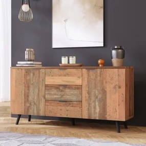 Aosom Komoda 3 zásuvky, vintage design, 140 cm do jídelny, hnědá