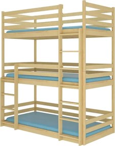 Třílůžková patrová postel s matracemi TEDRO 200x90
