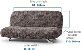 Bielastické potahy MARMO hnědé dvojkřeslo s dřevěnými rukojeťmi (š. 80 -140 cm)
