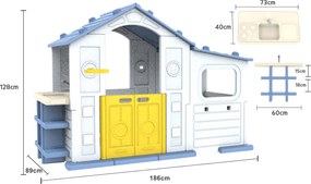 Tomido Domeček Velký s Předsíní s Basketbalem Modrá Střecha