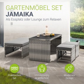 Juskys Polyratanový balkonový set Jamaika 2 v 1 Provedení: šedá