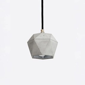 Trojúhelníkové svěšené svítidlo z betonu T2  Trojúhelníkové svěšené svítidlo z betonu T2 Dekor: Světlý beton, Kabel: Bílý, Vnitřní plocha: Stříbrná
