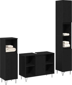 Sada koupelnového nábytku 3 ks Černý dub 30 x 30 x 180 cm 3378509