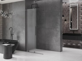 Mexen Velar, sprchová zástěna s posuvnými dveřmi Walk-in 100 x 200 cm, 8mm sklo námraza, grafit broušený, 871-100-000-33-66