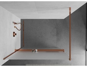 Mexen Kioto+, sprchová zástěna s poličkou a držákem na ručníky 110 x 200 cm, 8mm sklo námraza, profil růžové zlato, 800-110-121-60-30