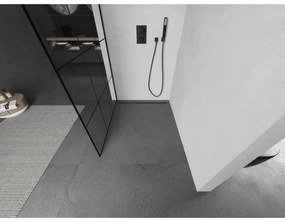 Mexen Kioto L, sprchová zástěna Walk-In 100 x 200 cm, 8mm čiré sklo černý vzor, ​​černý profil, 800-100-103-70-77