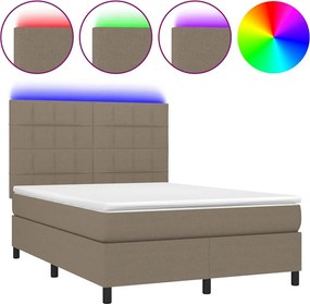 Box spring postel s matrací a LED taupe 140x190 cm textil 3134873