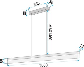 Toolight Závěsné stropní LED osvětlení APP1697-CP 200 cm zlatá kartáčovaná