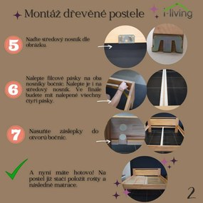 Dubová postel Mono Klasik 4 cm masiv rustik - olej Dark Oak